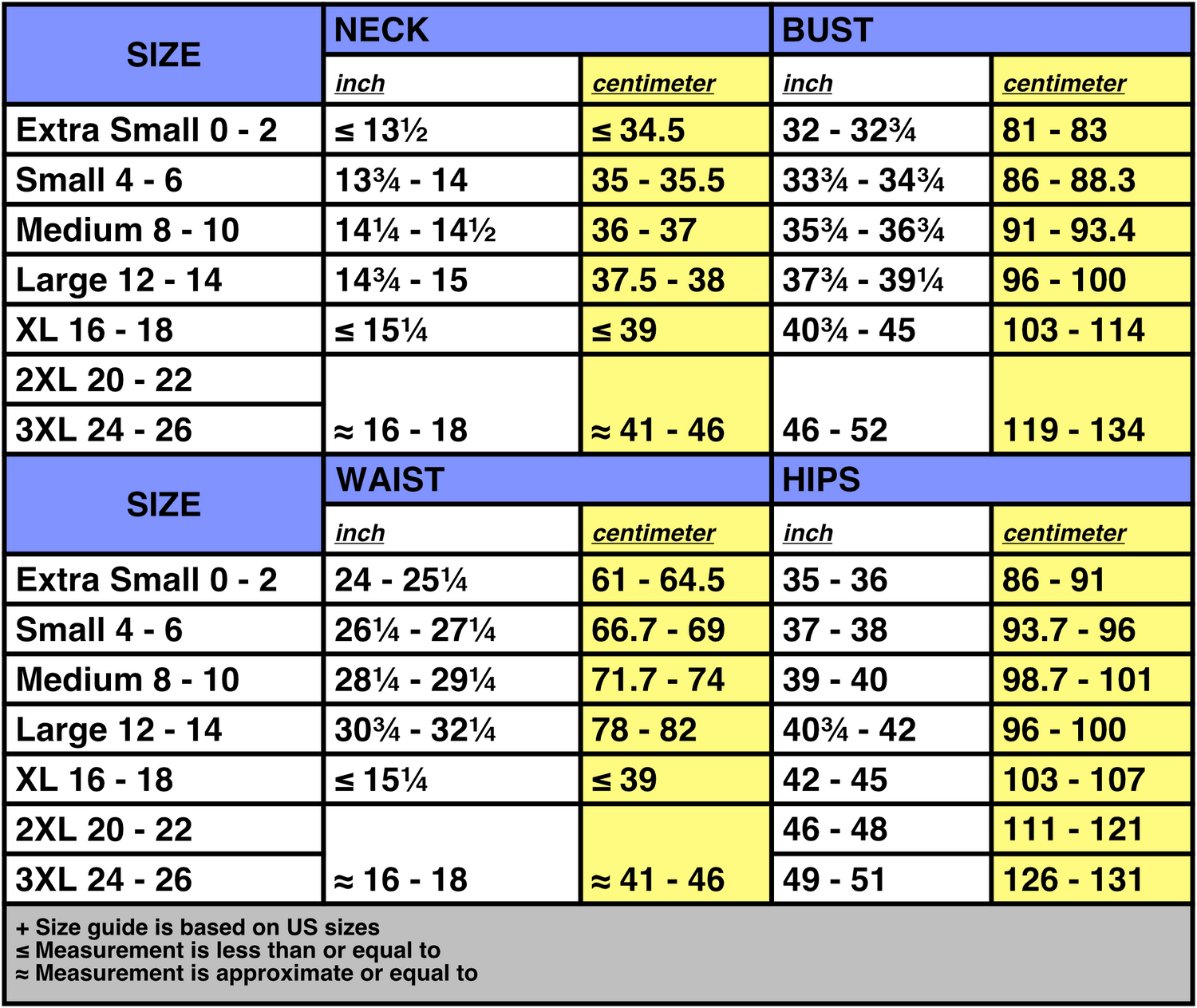 Sizing Chart – The Drag Factory